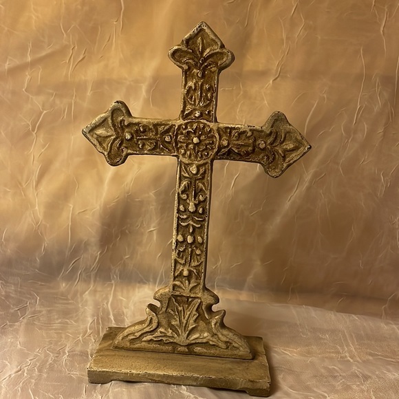 unbranded | Accents | Cast Iron Ivory Vintage Look Standing Cross ...